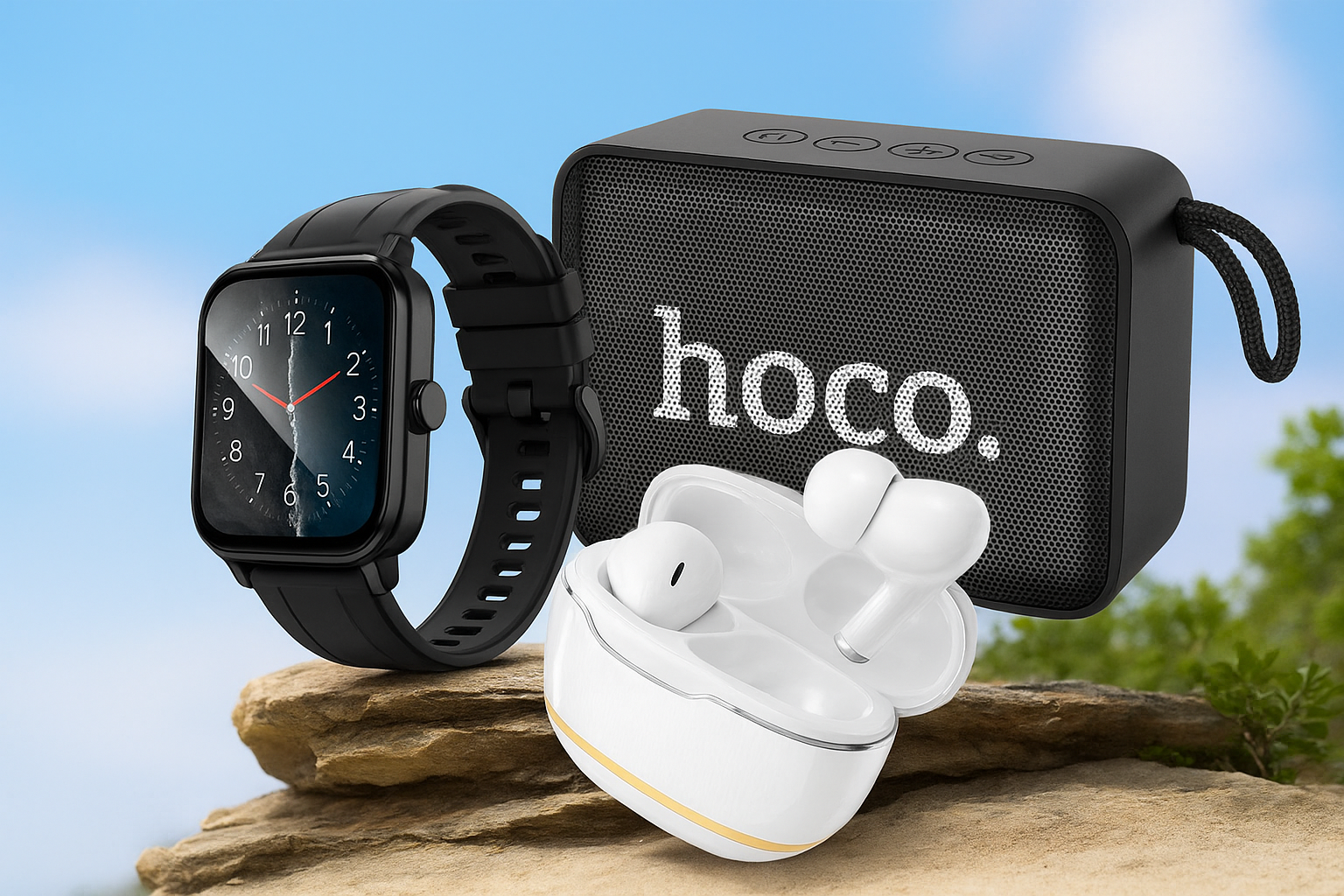 Hoco Combo Deal – Y27 Smart Watch + BS51 Speaker + EW54 Headset – Hotspot Electronics